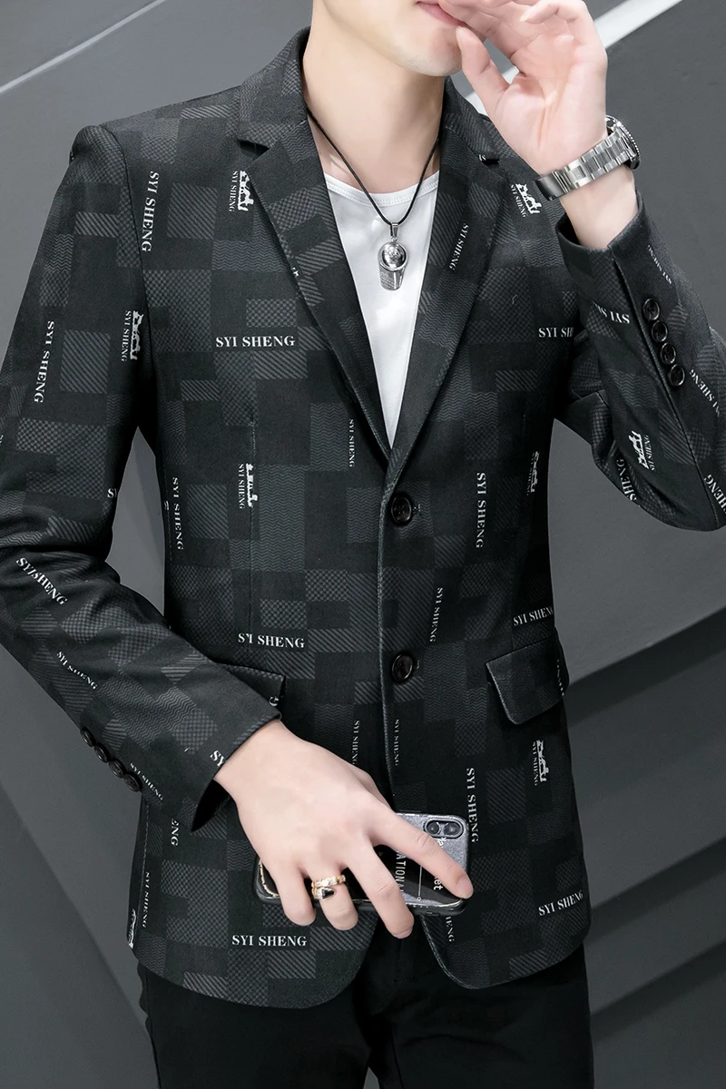 Costume-tailleur,Blazer slim imbibé pour homme,veste de haute qualité ...