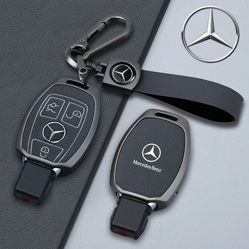 Zinc-Alloy-Leather-Car-Key-Case-Cover-Shell-for-Mercedes-Benz-W203-W204 ...