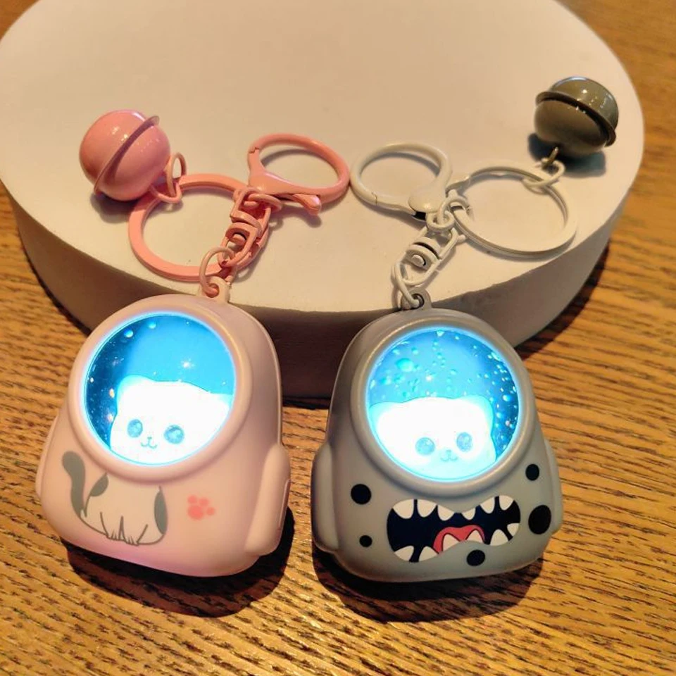 Astronaut Cat Night Light Keychains Glowing Schoolbag Charm Cute ...