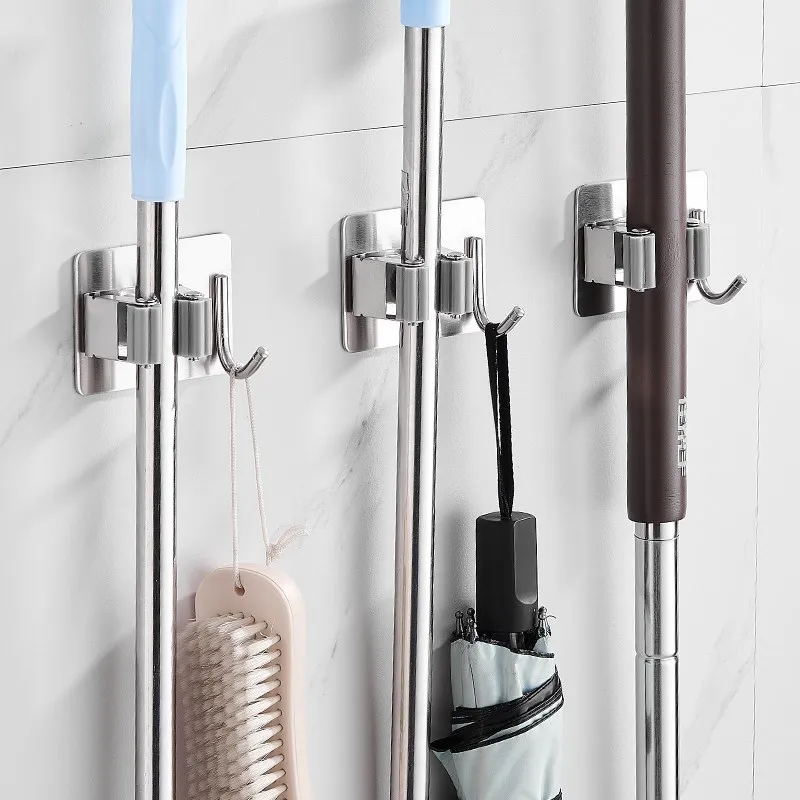 Multi-Purpose-Hooks-Adhesive-Wall-Hanging-Mop-Rack-Broom-Hanger-Hook ...
