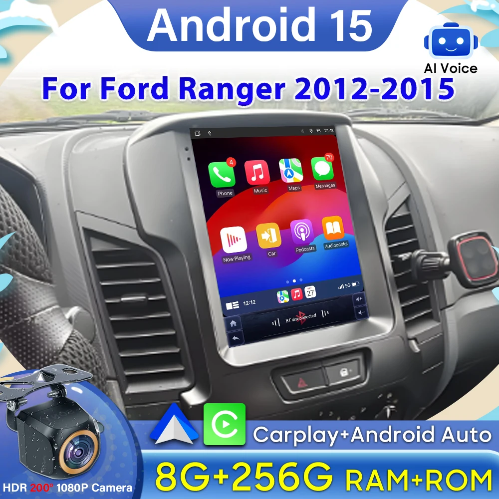 For Ford Ranger 2012-2015 Android 15 Carplay GPS Navigation Car Monitor ...