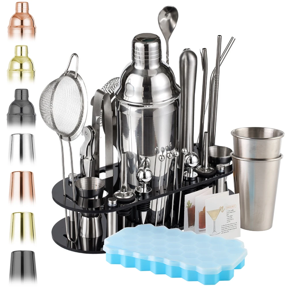 26pcs Boston Cocktail Shaker Set Bartender Kit Cocktail Utensils Bar ...