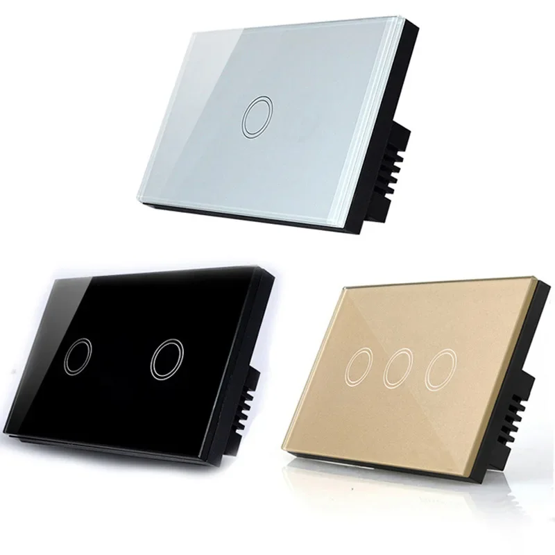 Touch-Switches-US-Gauge-1-2-3-Gang-Without-Natural-Wire-Tempered-Glass ...