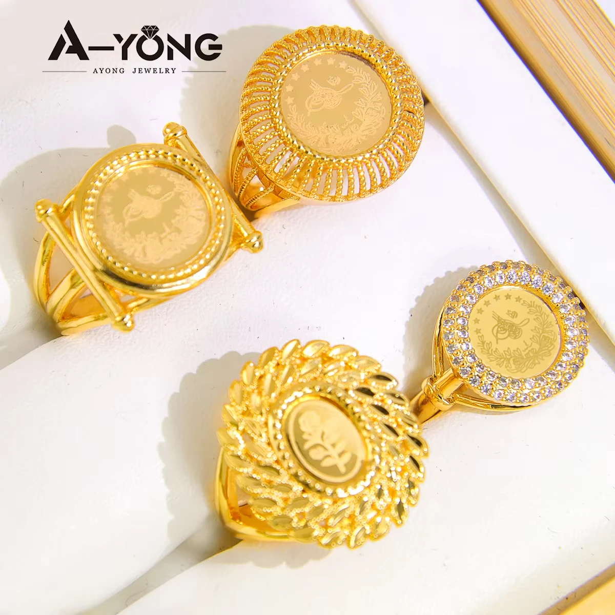 Luxury-Arab-Gold-Color-Rings-21k-Gold-Plated-Zircon-Turkish-Coins ...