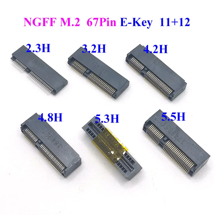 10-100PCS-M-2-Connector-67P-E-KEY-NGFF-interface-socket-SSD-socket-E ...