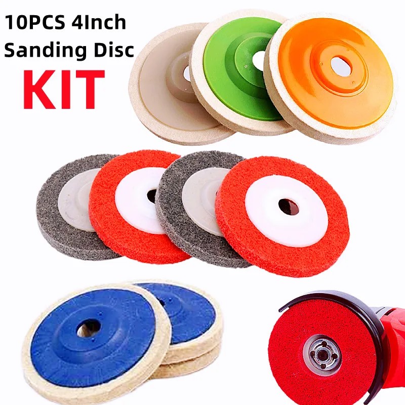 10pcs-100mm-Nylon-Fiber-Wheel-Abrasive-Disc-4-Wool-Grinding-Polishing ...