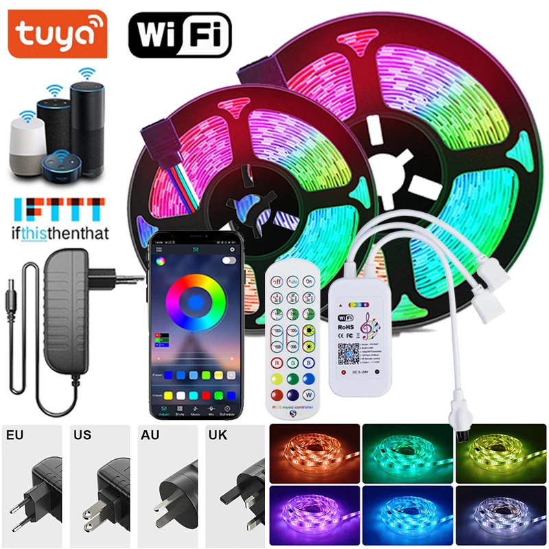 Led-Strip-Lights-Wifi-Rgb-220V-Tuya-10M-Smart-5050-Rgb-Led-Tape-Light ...