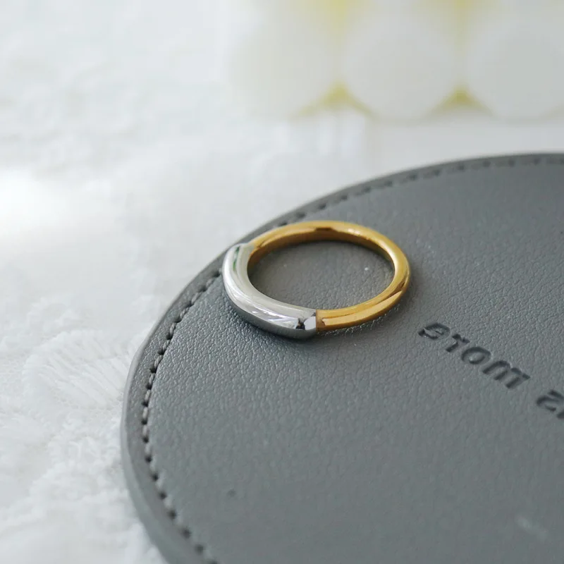 Minimalism-Stainless-Steel-Two-color-Splicing-Rings-18K-Gold-Color ...