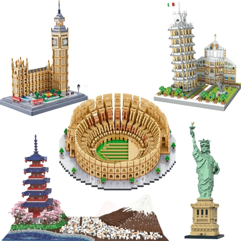 Roman-Coliseu-Monte-Fuji-Torre-Inclinada-3D-Model-Building-Blocks-DIY ...