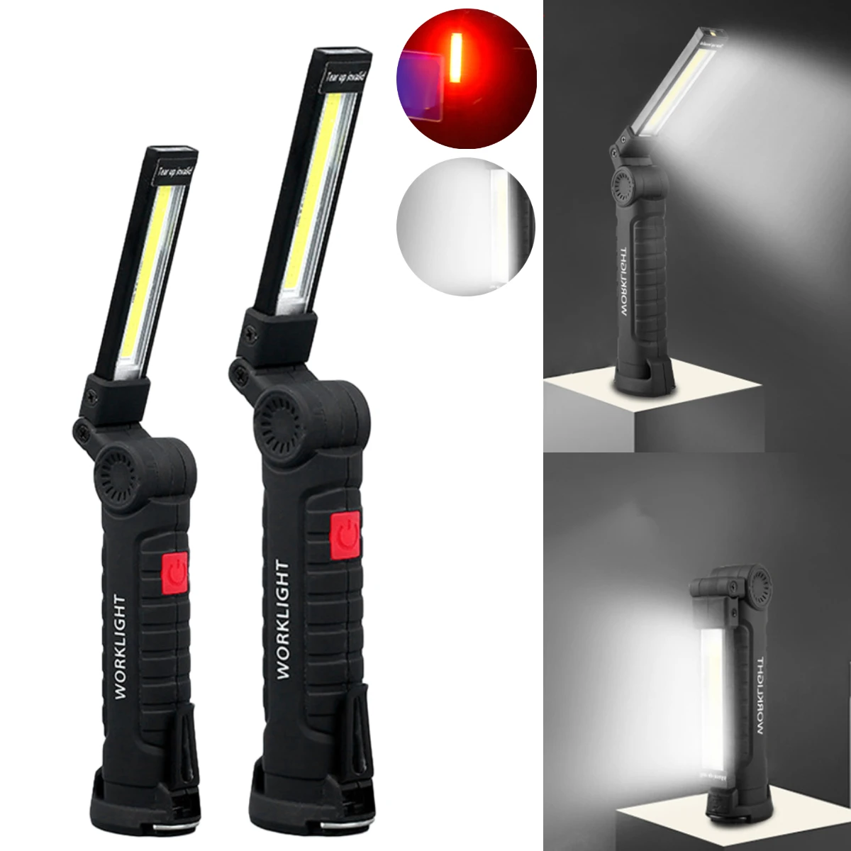 Portable Folding Work Light Ultra Bright COB LED Flashlight 5 Modes USB ...