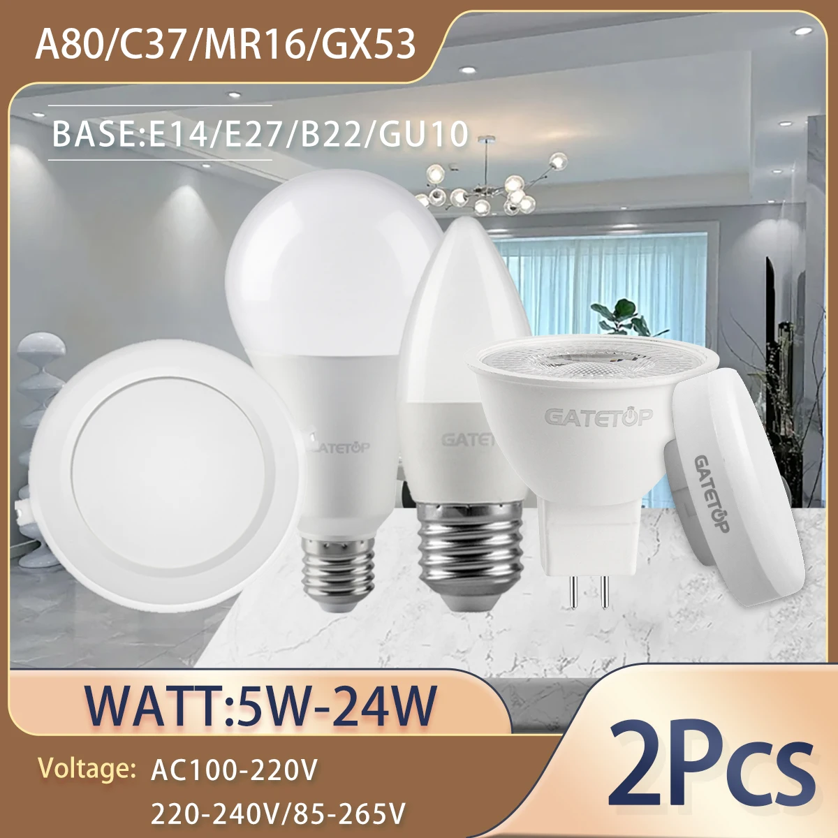 2PCS-Led-Spotlight-18W-MR16-AC100-240V-Downlight-Bulb-E27-E14-Spot-GU5 ...