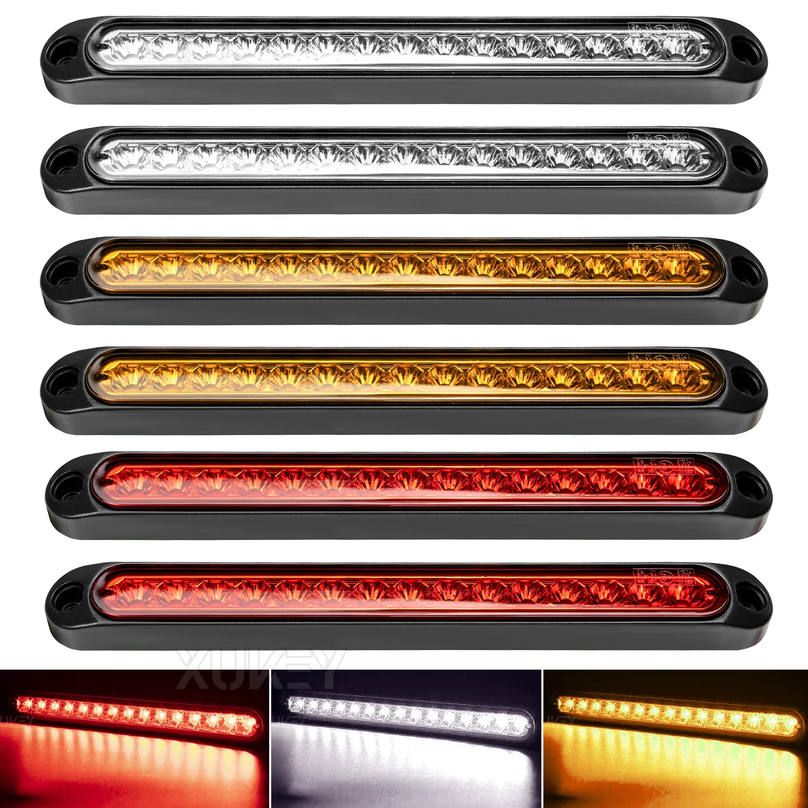 6x-LED-Red-Amber-White-Bar-Strip-Stop-Reverse-Turn-signals-Tail-3rd ...
