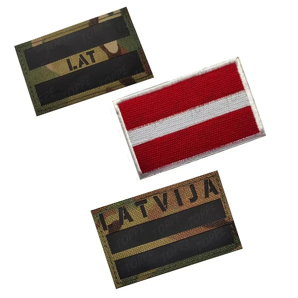Latvija-Flag-Armband-Embroidered-IR-Multicam-Patch-Hook-Loop-Latvia-Embroidery-Badges-Reflective ...