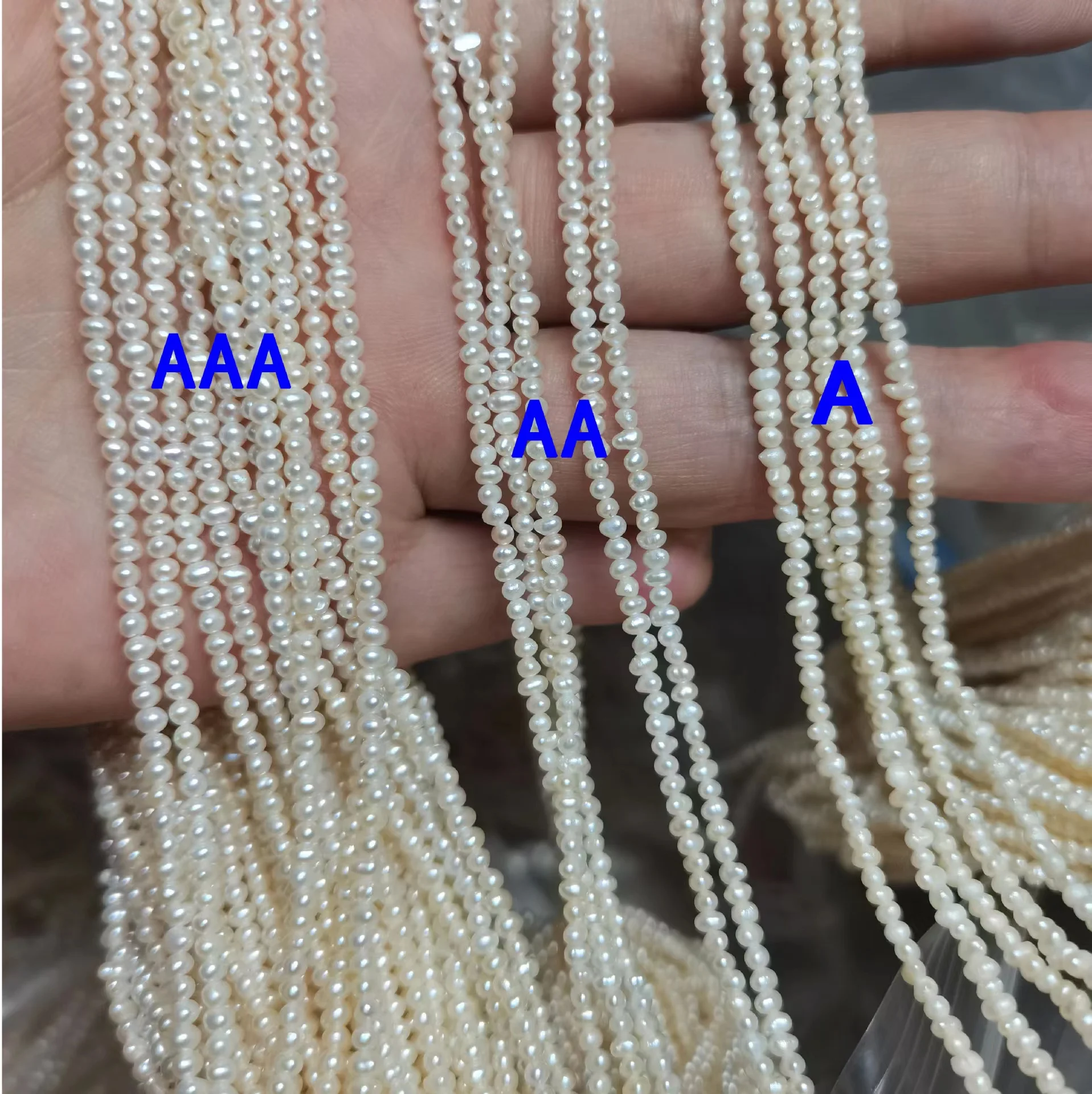 AA-Factory-Wholesale-Natural-Pearls-Strand-1-5-2mm-Small-Size-White-Cultured-Freshwater-Near ...
