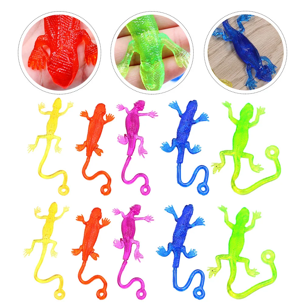 15pcs Creative Sticky Toy Rubber Sticky Lizard Toy Stretchy Lizards Toy Sticky Lizard Hand Toy ...