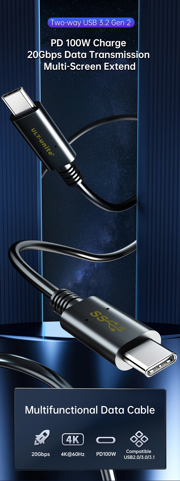 Кабель USB 3,2 Gen 2 Type C к C 20 Гбит/с | AliExpress