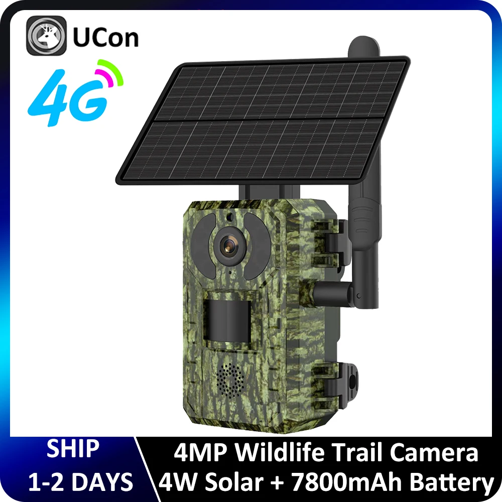 UCON-APP-EU-Hunting-Trail-Camera-4G-4MP-4W-7800mAh-Battery-Solar-Panel ...