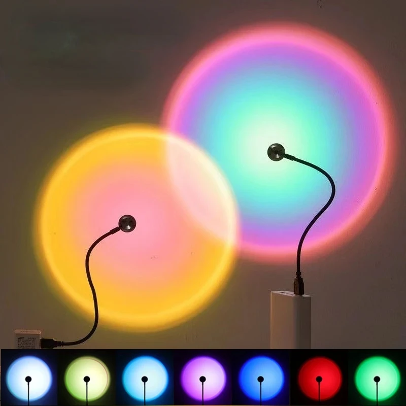 USB-Sunset-Light-Rainbow-Neon-7-Color-Projection-Light-360-Rotatable ...