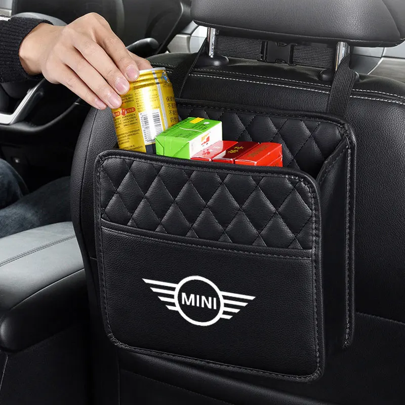 Leather-Black-Car-Seat-Middle-Storage-Bag-Auto-Handbag-For-Mini-Cooper ...
