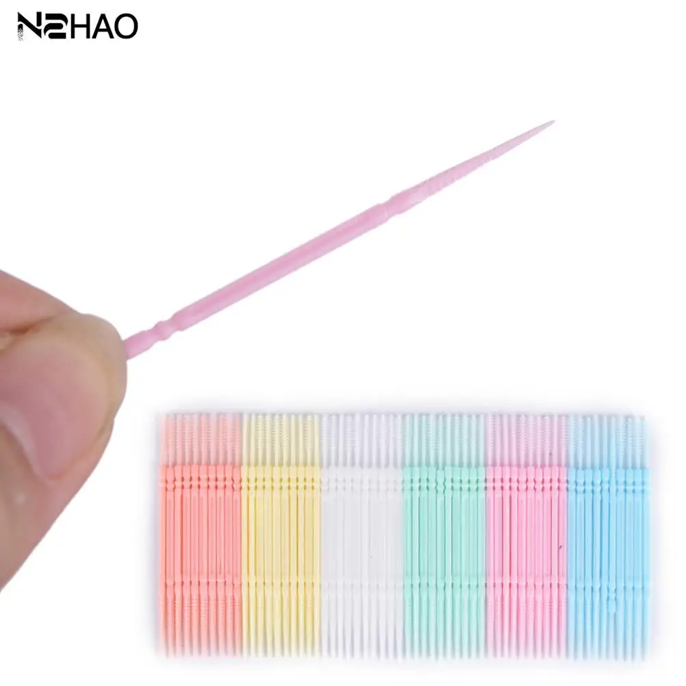 100 Pcs/Pack Wholesale 2 way Oral Dental Picks Plastic Toothpick Oral ...