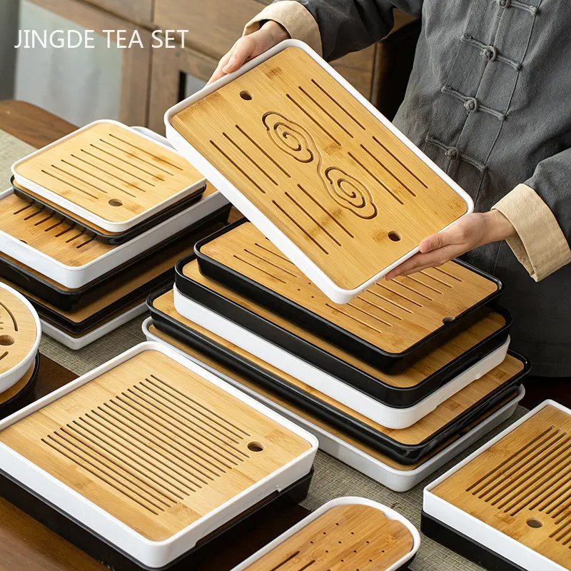 Chinese-Natural-Bamboo-Tray-Drainage-Water-Storage-Tea-Tray-Traditional ...