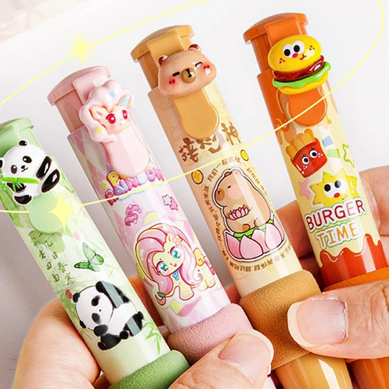 Cartoon Capybara Slide Erasers Sliding Retractable Pencil Eraser Cute ...