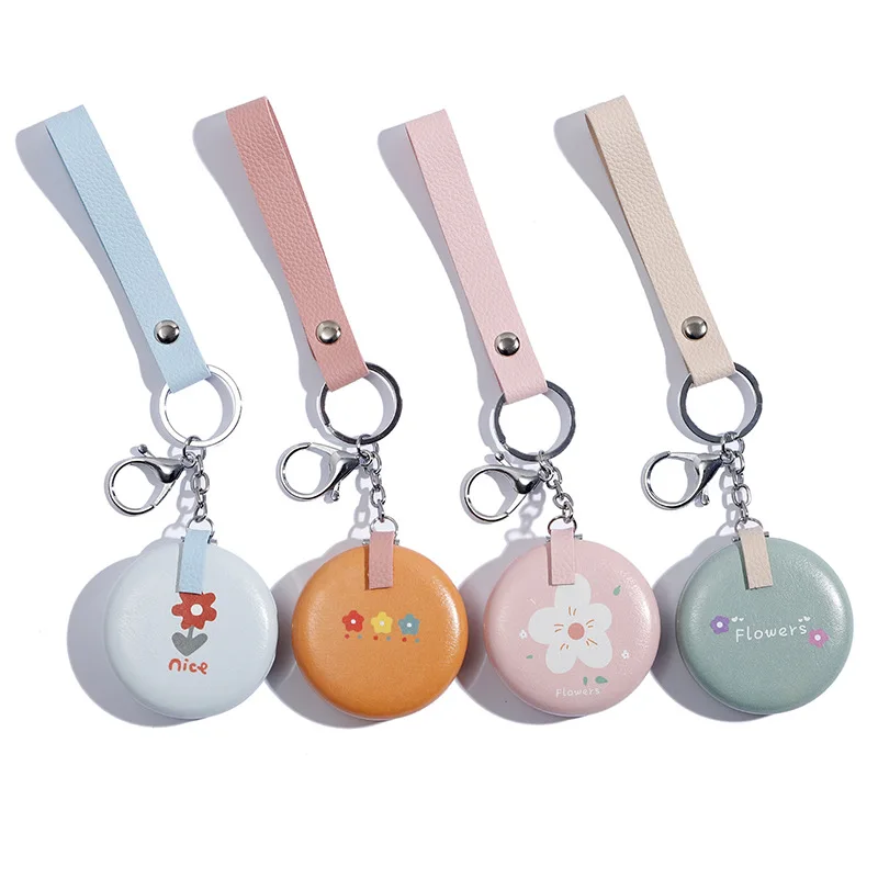 Portable-Mini-PU-Leather-Pocket-Makeup-Mirror-Key-Chain-Cosmetic ...