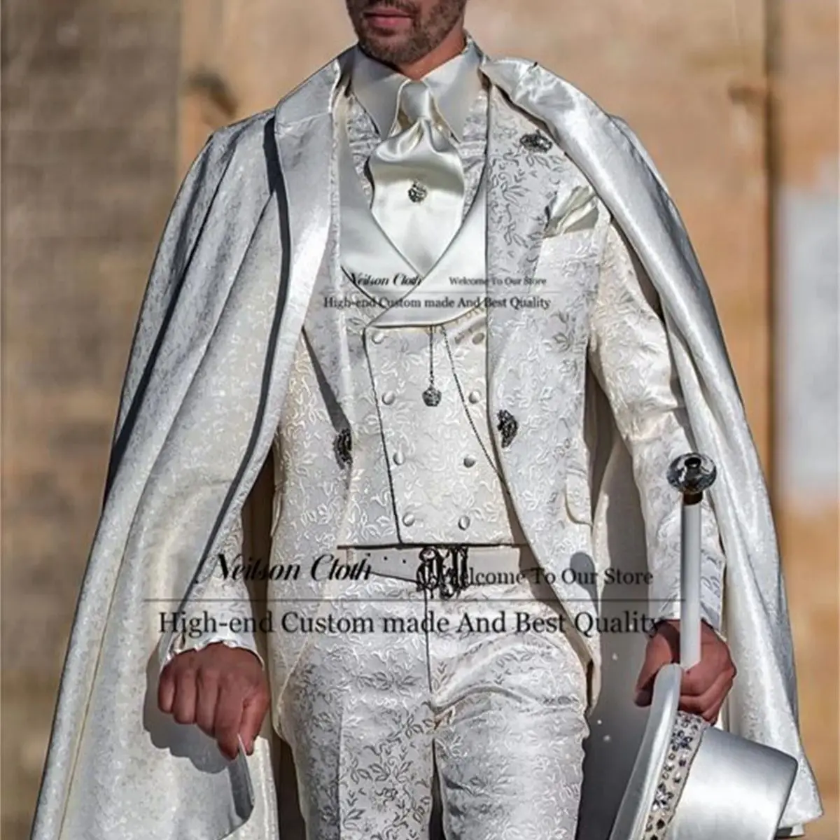 Classical-Peaked-Lapel-Male-Prom-Blazers-3-Pieces-Jacket-Pants-Vest ...