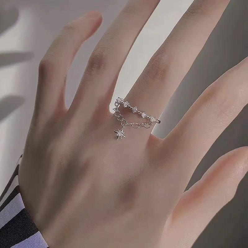 Fashion-925-Sterling-Silver-Star-Movable-Adjustable-Ring-Charming ...