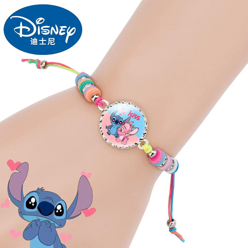 Disney-pulsera-de-Anime-Stitch-para-ni-os-brazalete-tejido-colorido-de ...