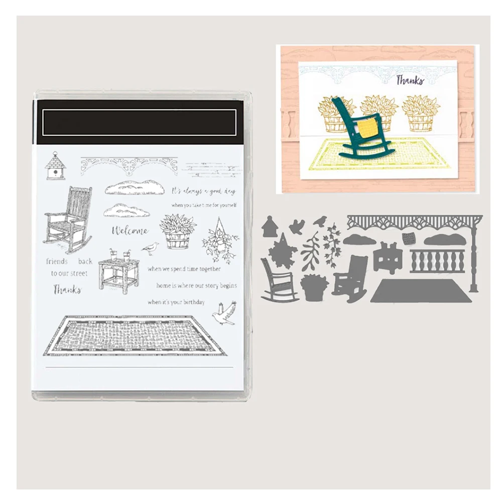 New Die Rocking Chair Metal Cutting Dies And Clear Stamps For Diy ...