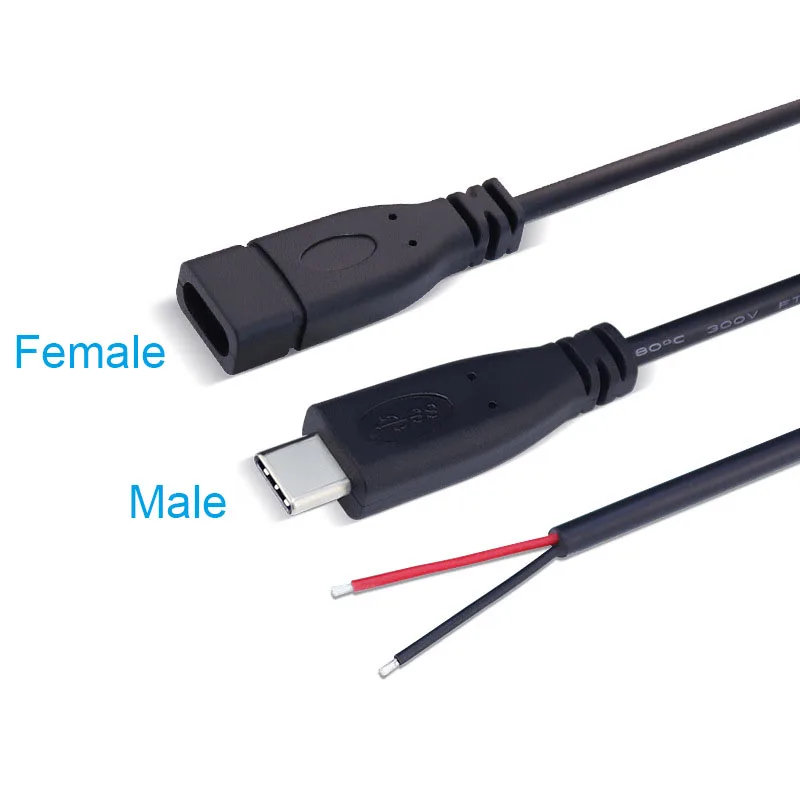 2Pin 4Pin Type C Male/Female to bare open end 2 core 4 cores Usb data ...