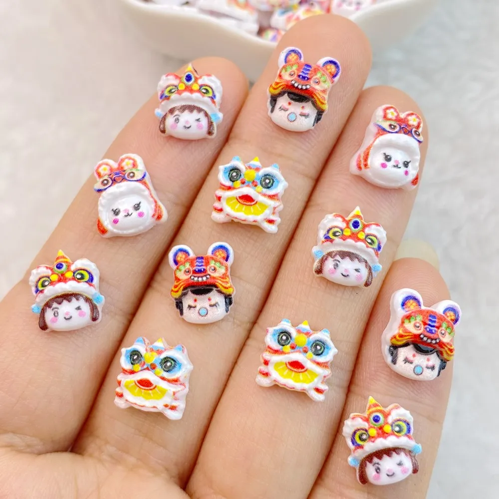 50Pcs-New-Cute-Resin-Mini-Chinese-Style-Lion-Dance-Flatback-Ornament ...