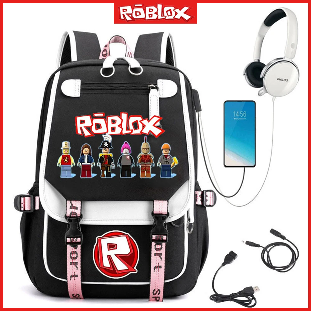Roblox-Bolso-de-hombro-con-carga-Usb-mochila-escolar-de-gran-capacidad ...