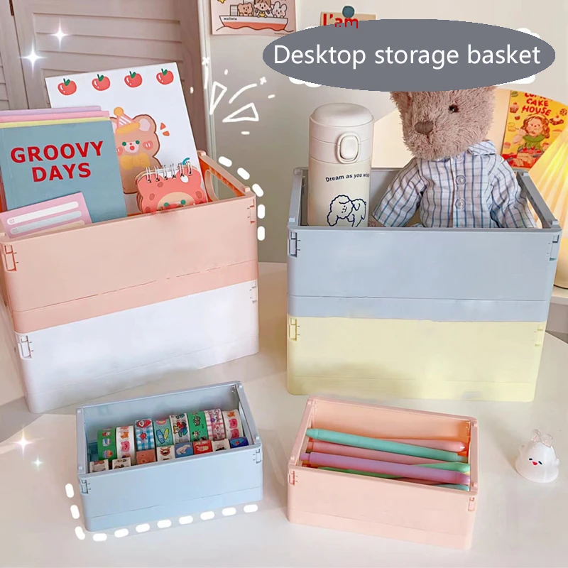 Foldable Organizing Storage Baskets Case Student Office Desktop Basket ...