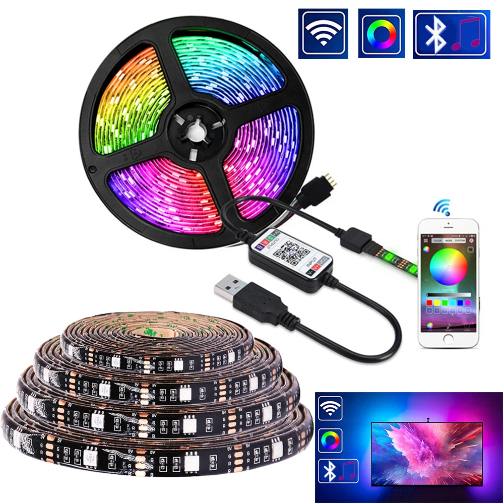 5V-LED-Lights-Srip-RGB-5050-30LEDs-m-Bluetooth-APP-Control-Flexible ...