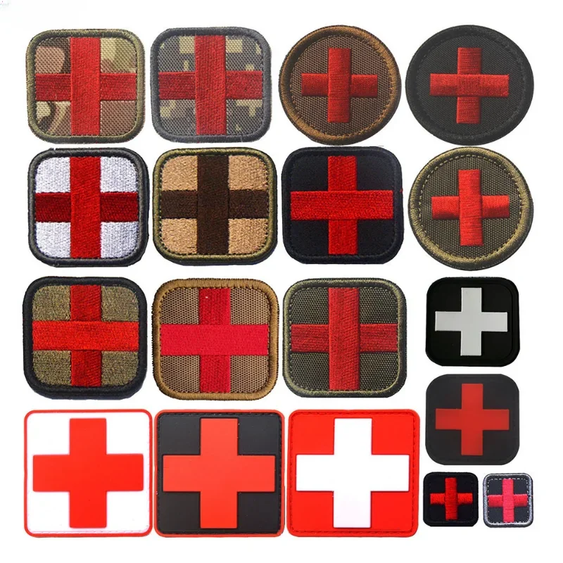 Red Cross PVC Badge Medical First Aid Rubber Patches Military Cross ...