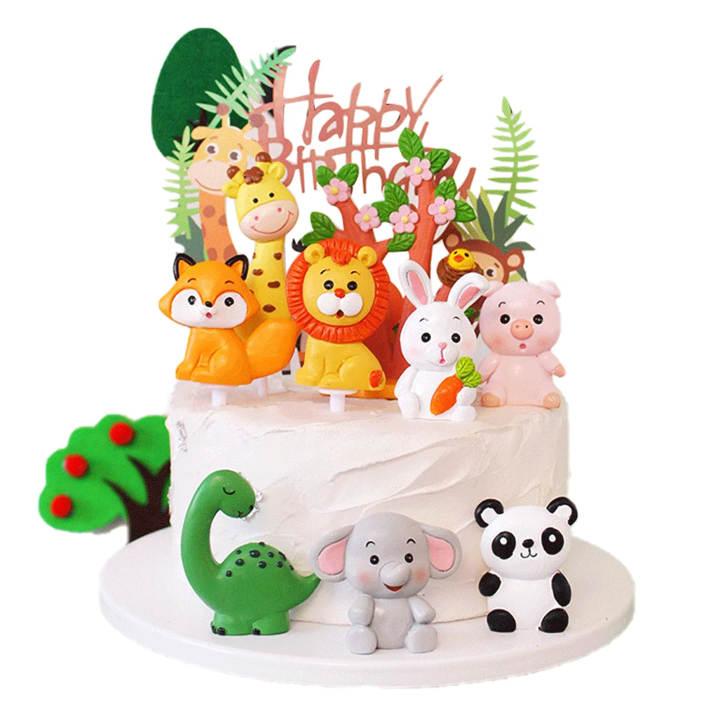 Jungle Safari Birthday Party Cake Toppers Resin Woodland Animals ...