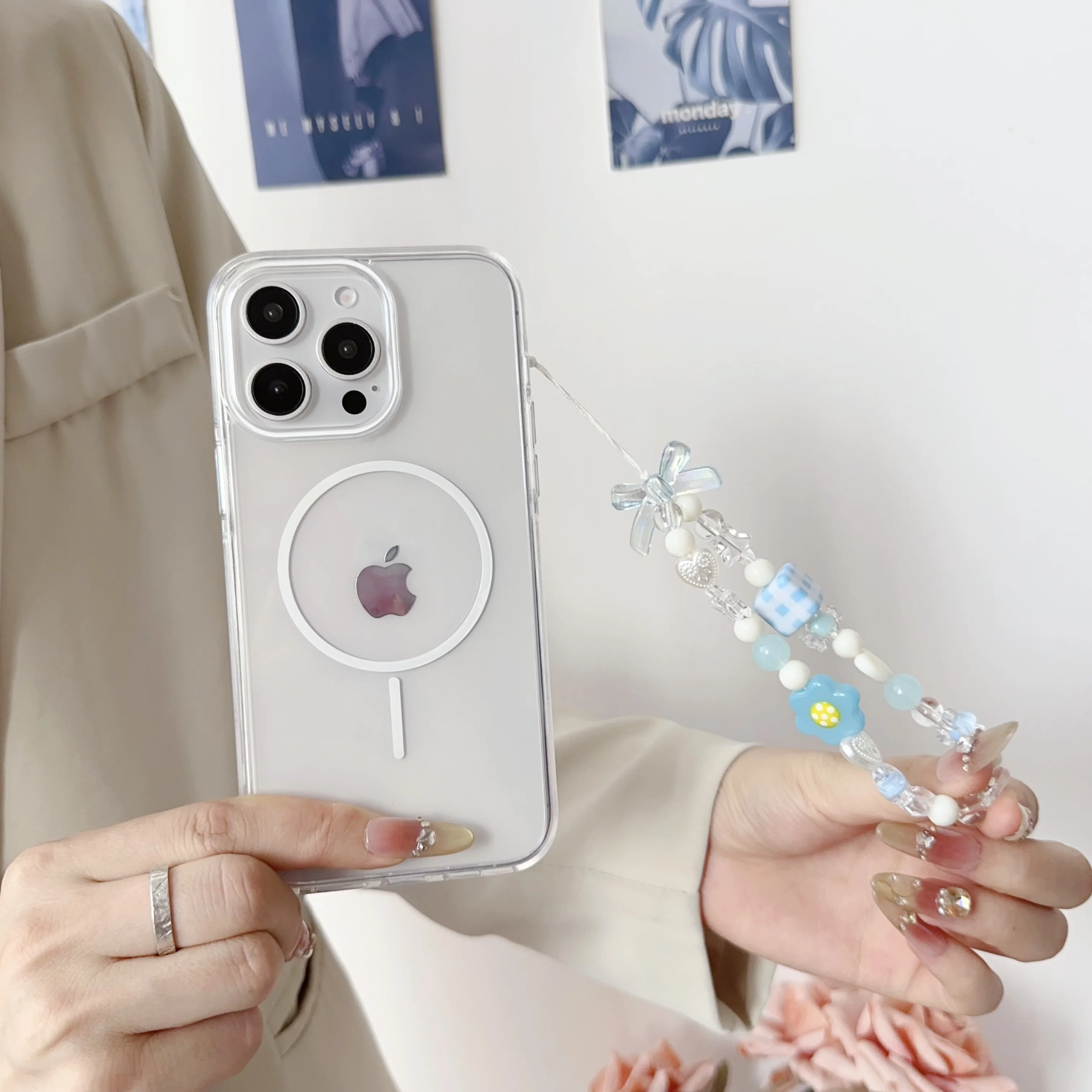 Creative Colored Chain Bow Mobile Phone Case Key Chain Women Girls ...