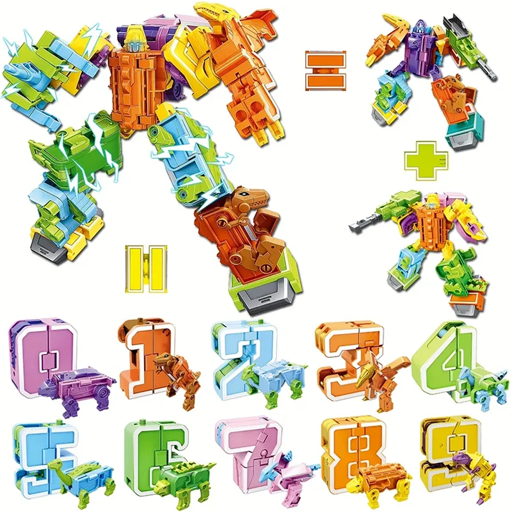 Number-Dinosaur-Robot-Toys-Digit-Bots-Transformation-Toys-for-Kids ...