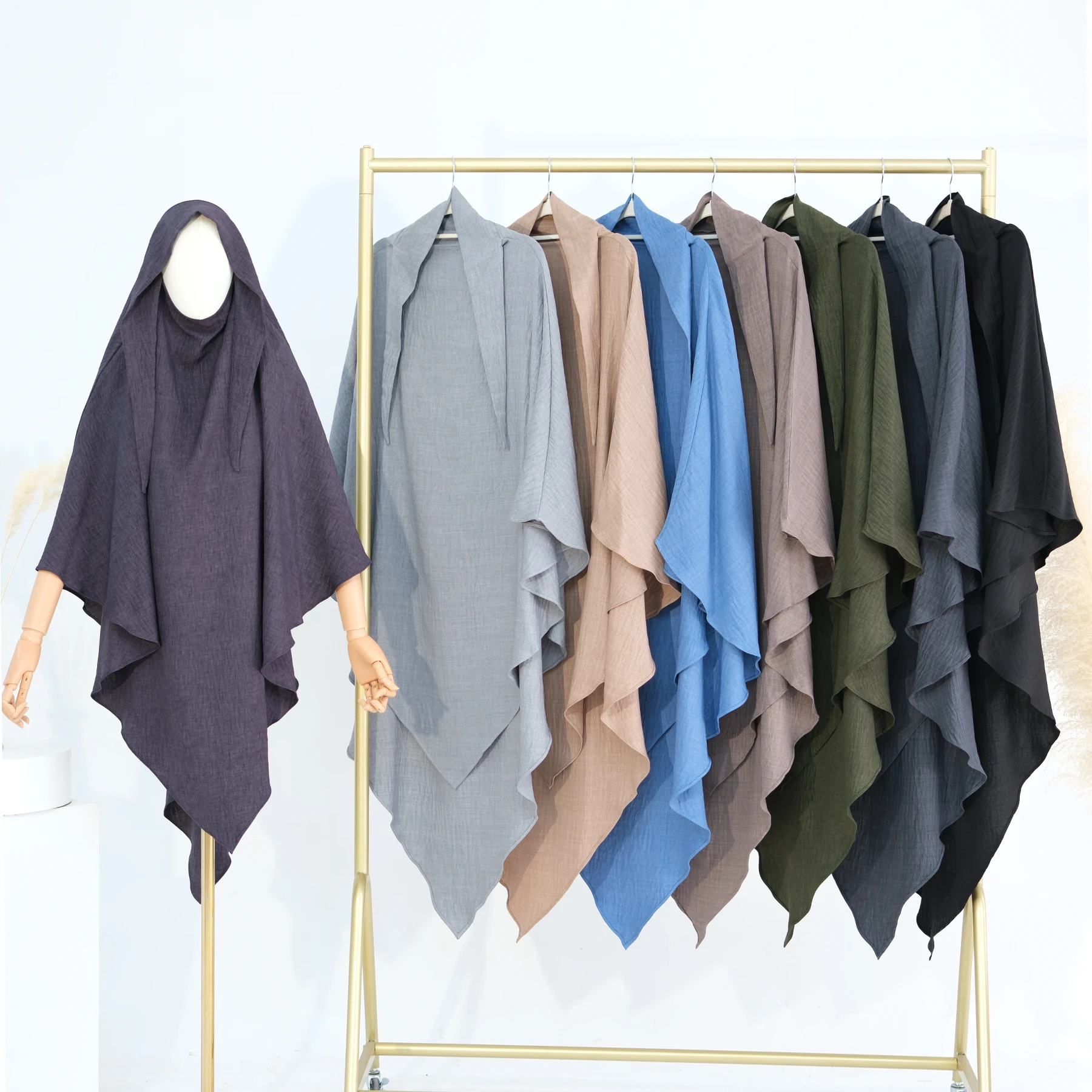 Long Triangular Muslim Women Khimar Hijab Scarf - Autumn Thin Crinkled ...