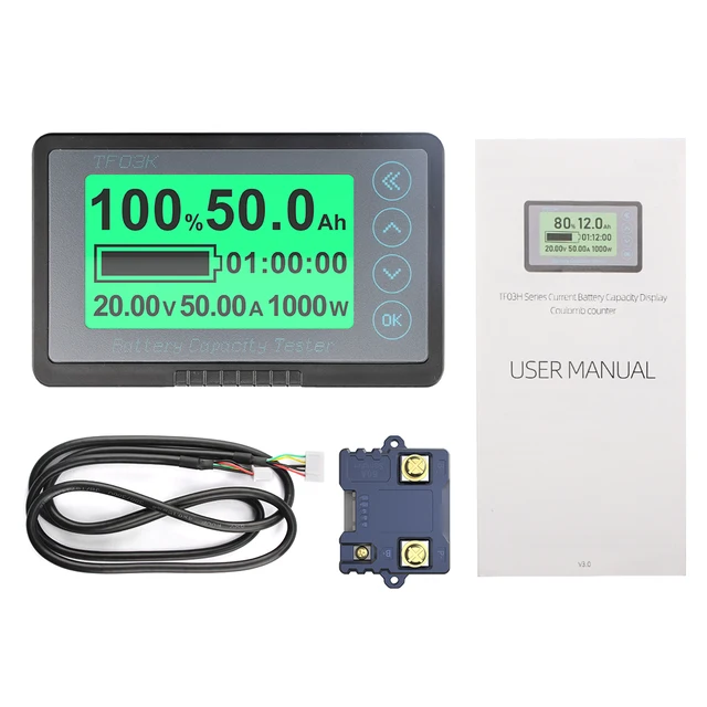 100A TF03K Coulomb Counter Meter Battery Capacity Indicator Voltage ...