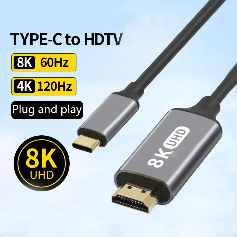 4K-60Hz-30Hz-8K-USB-C-to-HDMI-Cable-Type-C-Adapter-HDTV-Converter-Cable ...