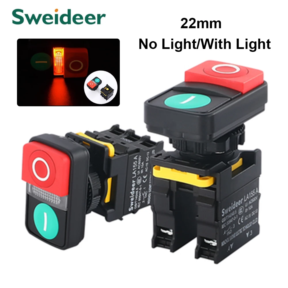 Double-Push-Button-Swith-with-Light-on-Off-Start-Stop-Momentary-Buttons ...