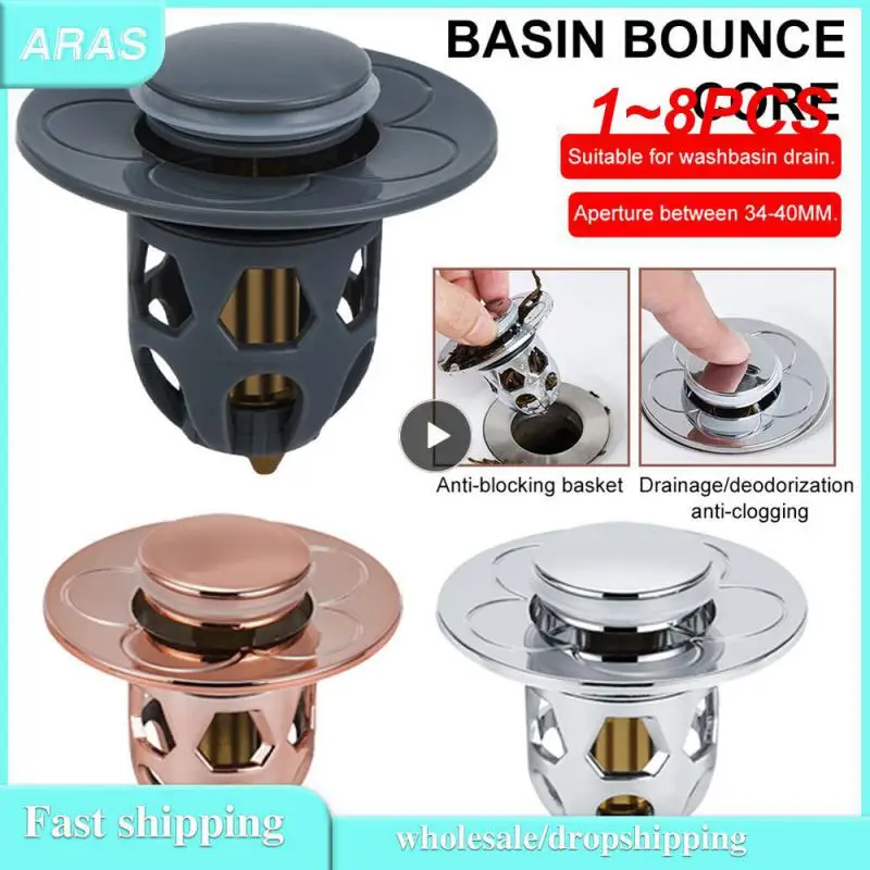 1-8PCS-Drain-Stopper-Up-Bounce-Core-Basin-Drain-Filter-Valve-Hair ...