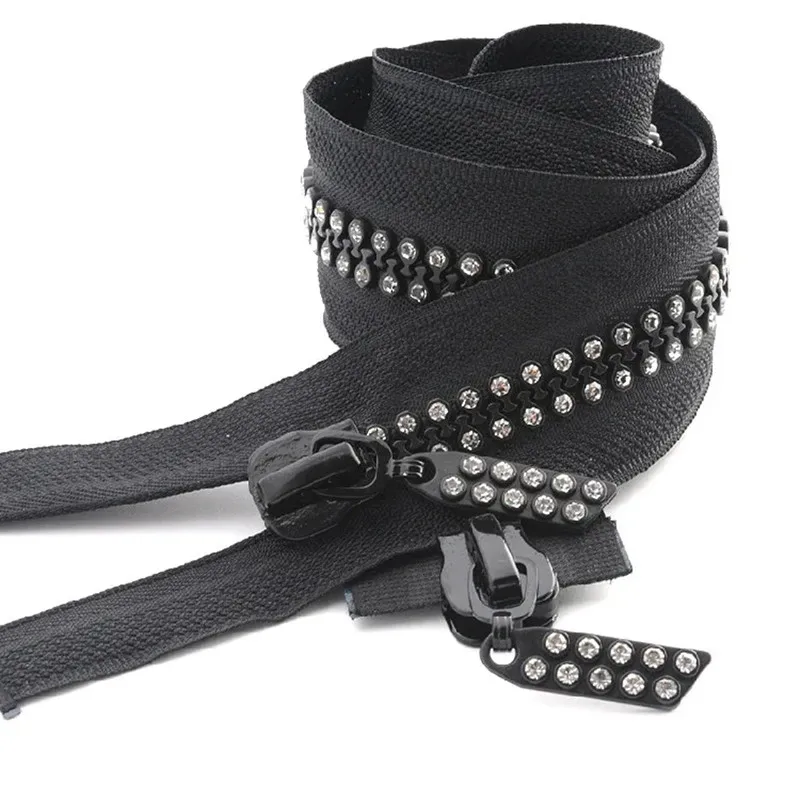 1-Pcs-60-70-80cm-Rhinestone-10-Zipper-High-Quality-Shiny-Open-End ...