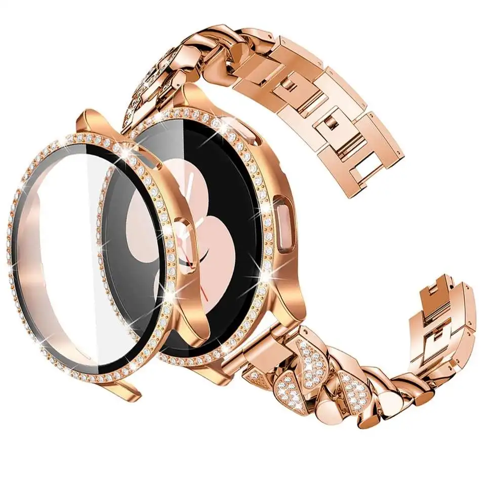 For Samsung galaxy watch 6 5 44mm 40mm band + case bling Metal strap ...