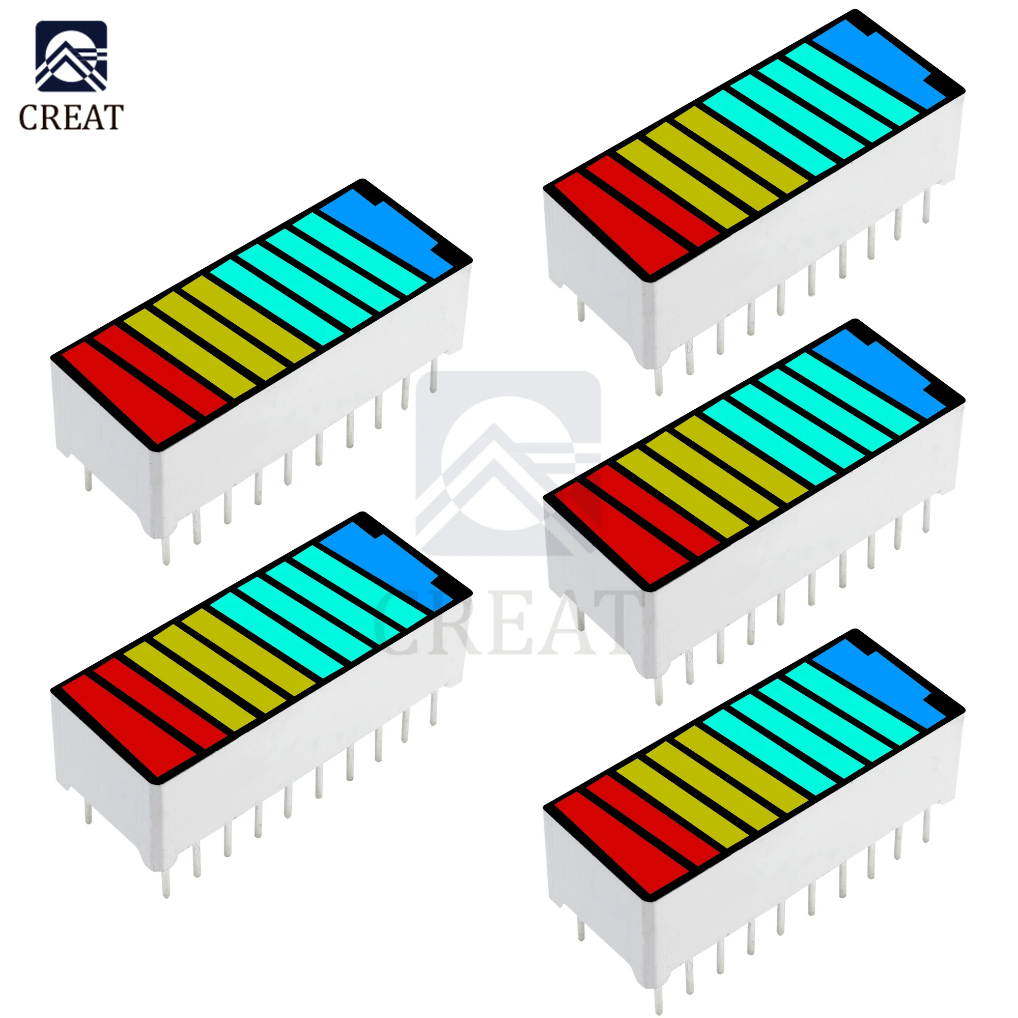 5PCS-10-Segment-4-Color-LED-Battery-Level-Bar-Graph-Power-Display ...