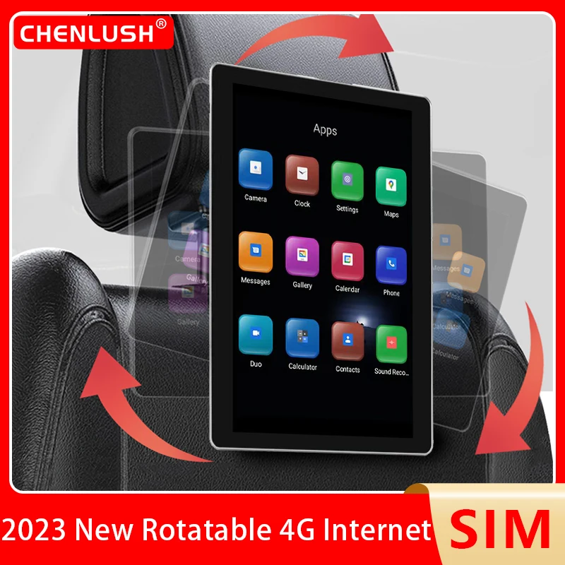 NEW-for-2023-Rotatable-Car-Headrest-Monitor-Tablet-Touch-Screen-Android11-With-4G-Cellular-Data ...