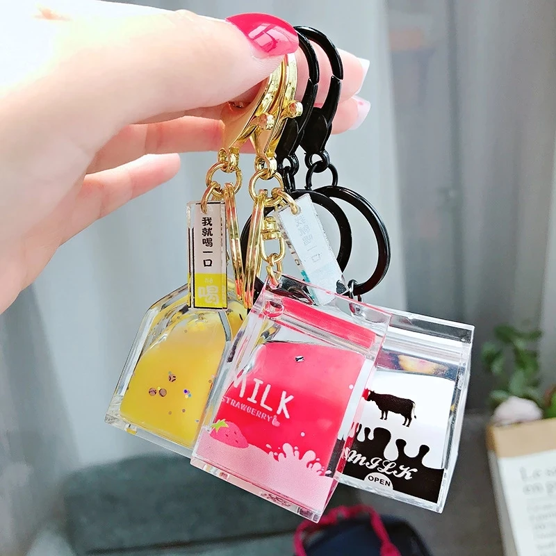 Acrylic Oil Drip Keychain | Milk Liquid Key Chain | Drift Bottle ...